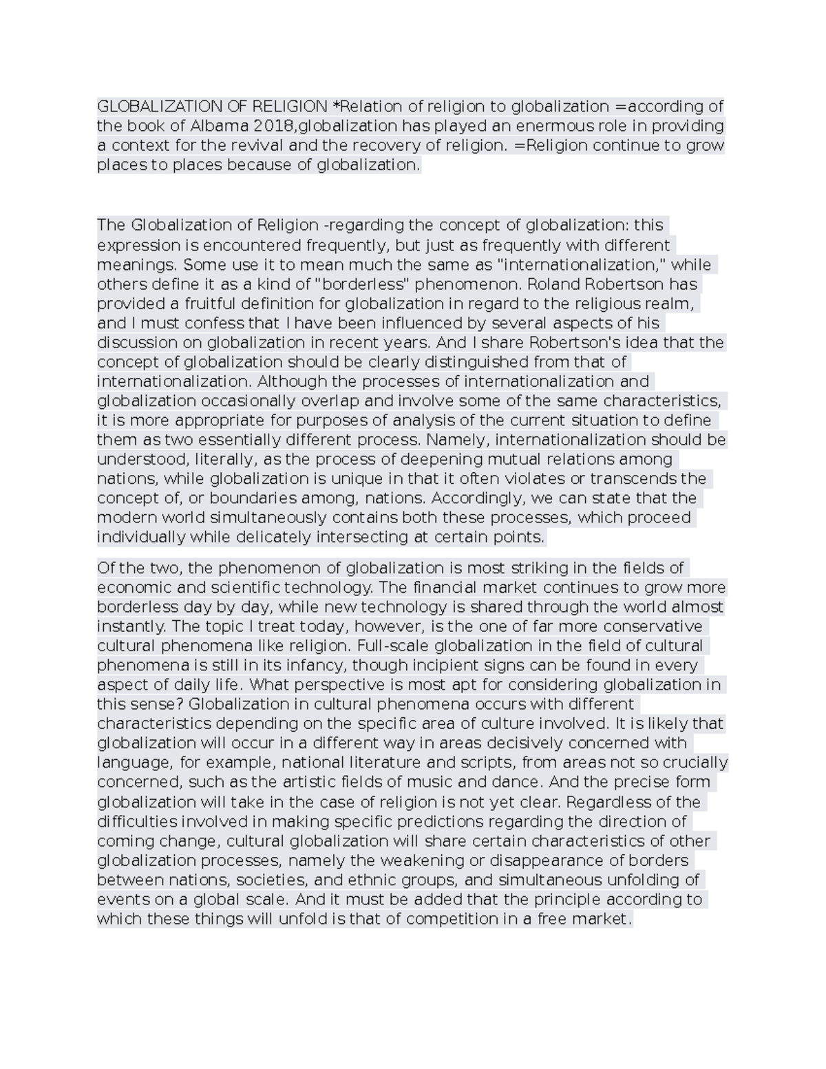 Globalization in Religion - GLOBALIZATION OF RELIGION *Relation of ...