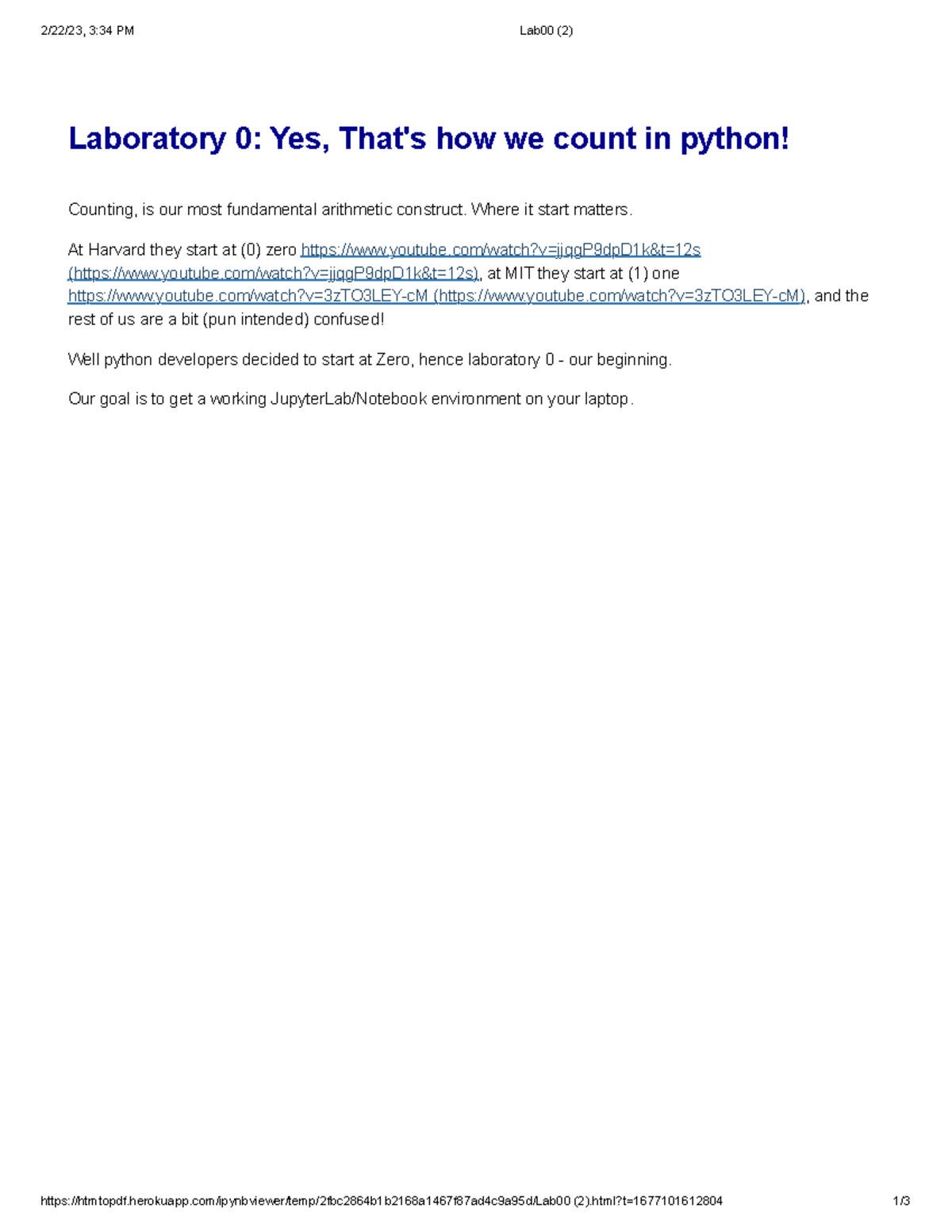 Lab00 - Professor Turgut Batulrap - 2/22/23, 3:34 PM Lab00 (2) - Studocu