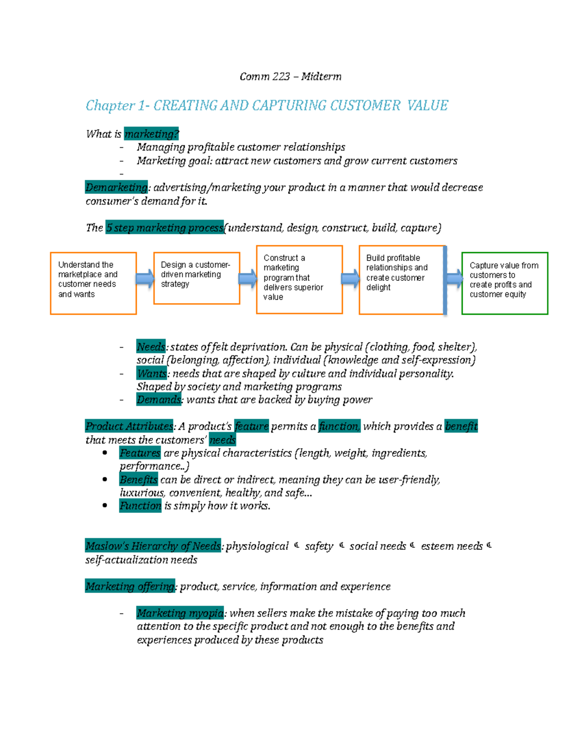 Mark201 half-class-notes - Understand the marketplace and customer ...