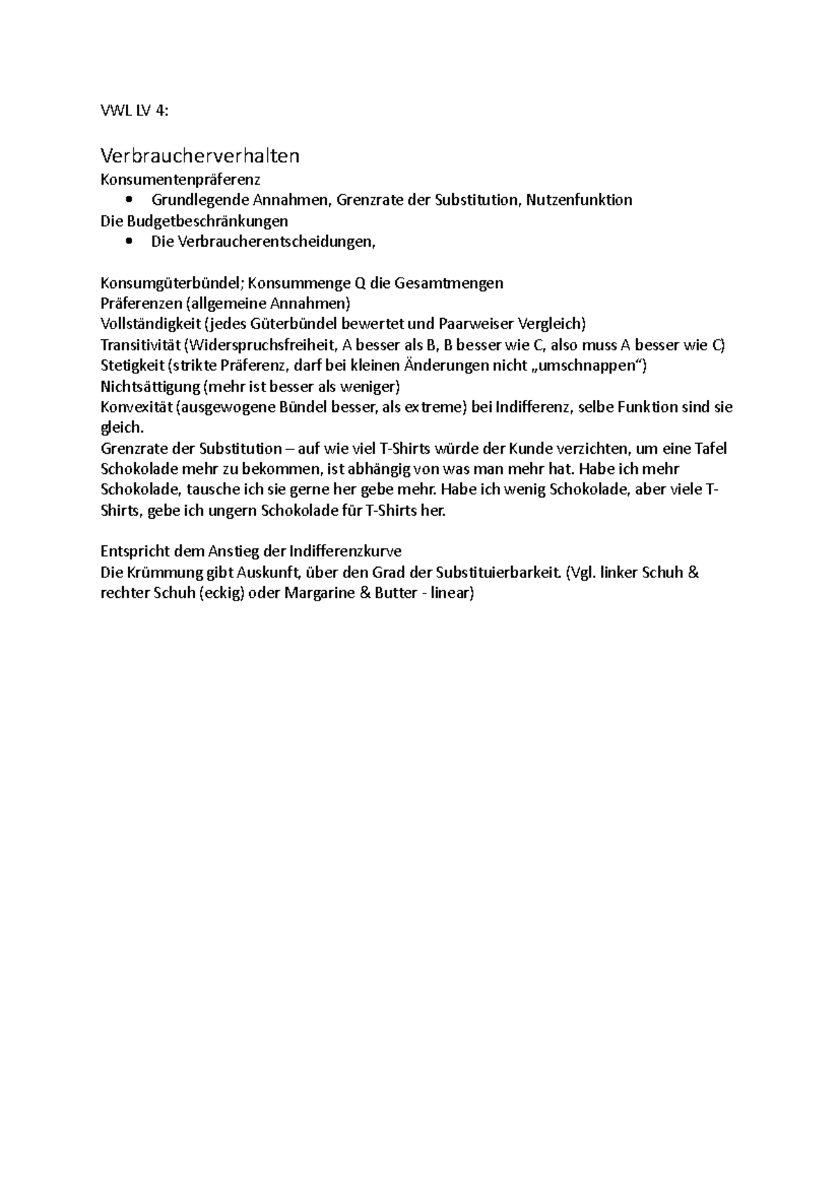 VWL LV 4 - WiSe Mitschrift - VWL LV 4: Verbraucherverhalten ...