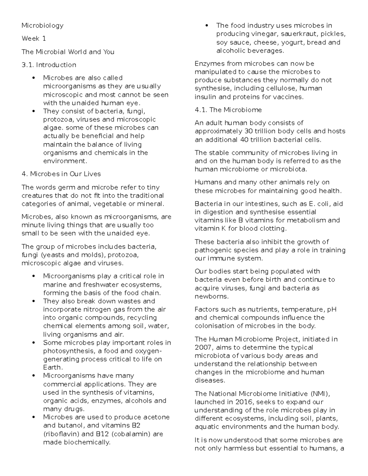 Microbiolog short notes - Microbiology Week 1 The Microbial World and ...