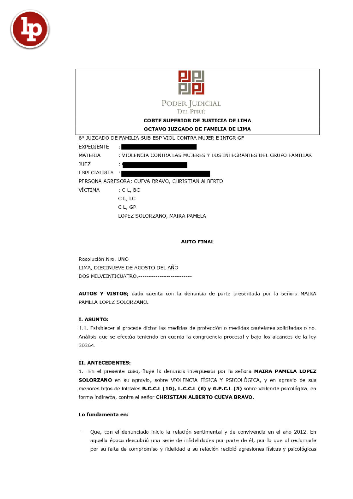 Medidas Proteccion Pamela Lopez LPDerecho - lp PIP PIP PODER JUDICIAL ...