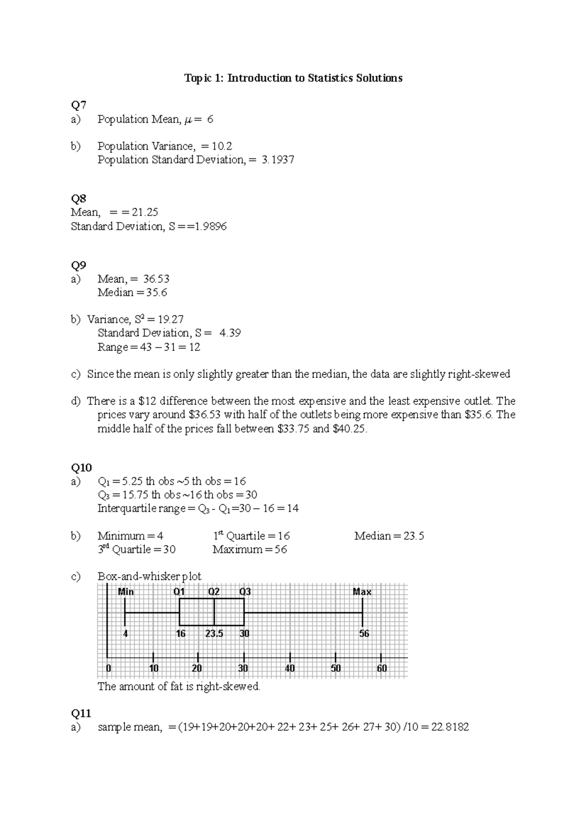 Topic 1 Solutions (Q7-Q12) - Topic 1: Introduction to Statistics ...