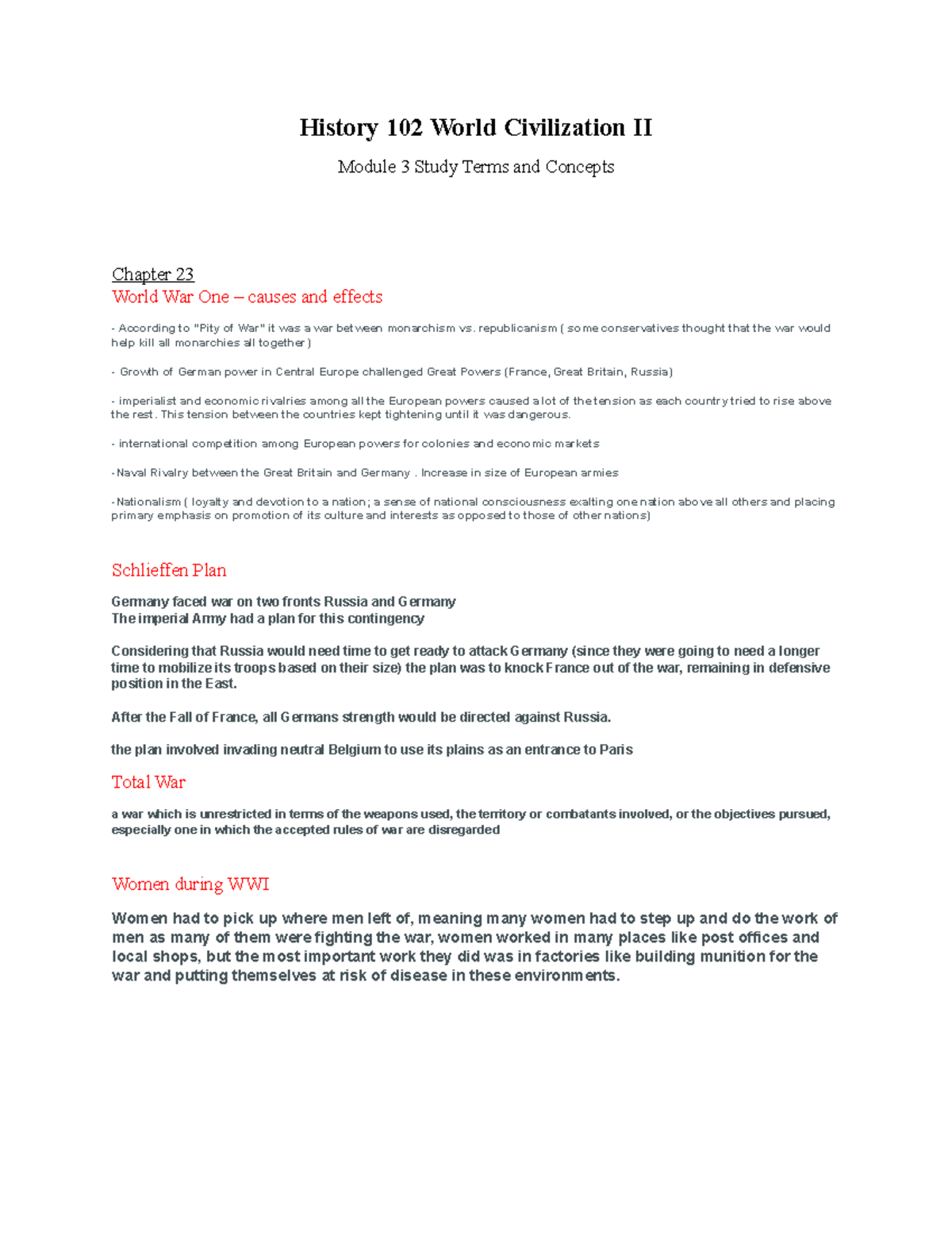 Wocv 23 - Modular review with definitions - History 102 World ...