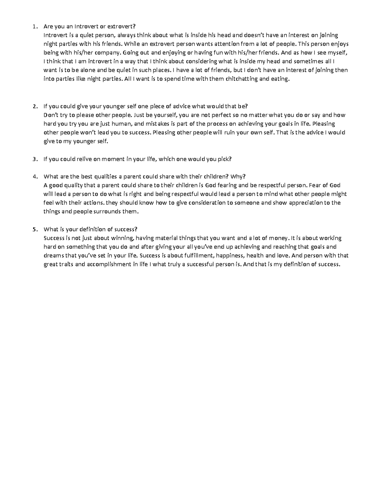 Impromptu questions 3 - this is for reference purpose only. - Purposive ...