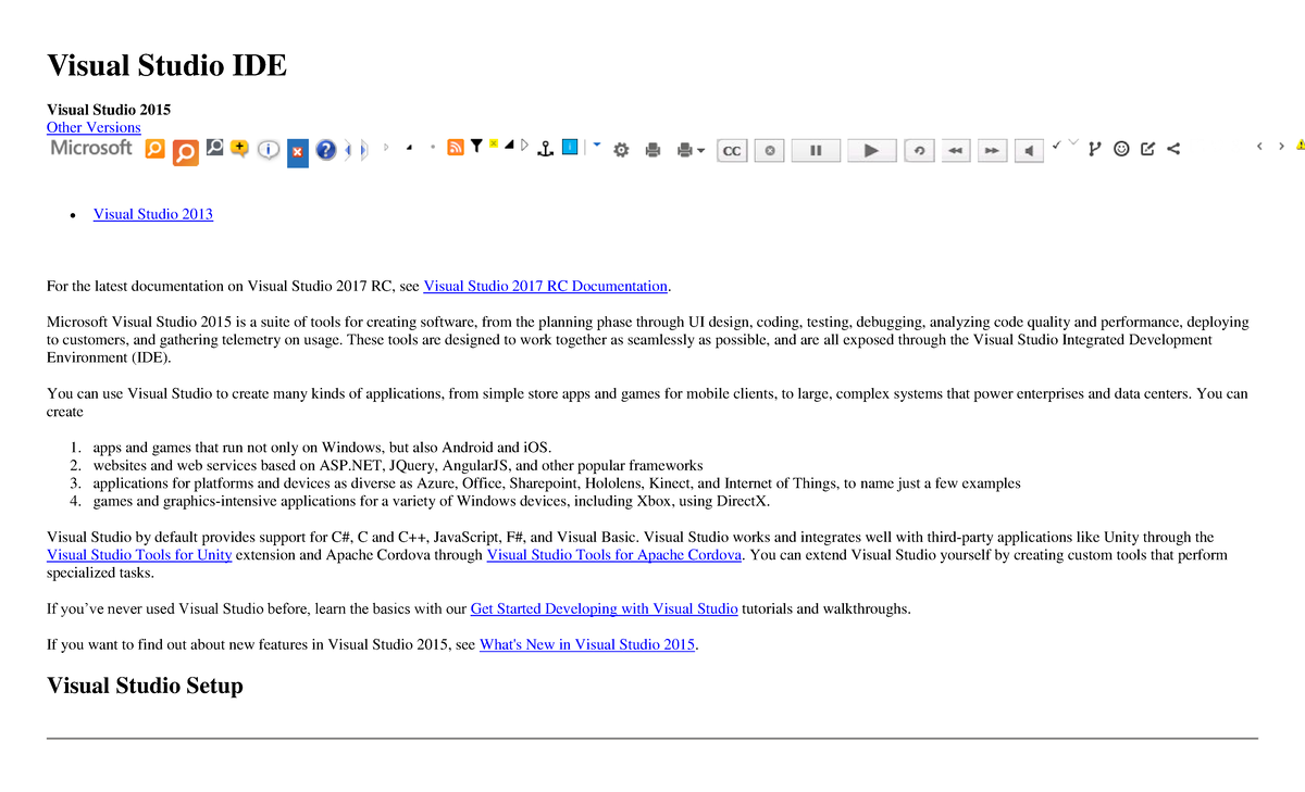 Visual Studio IDE Tutorial - Visual Studio IDE Visual Studio 2015 Other ...