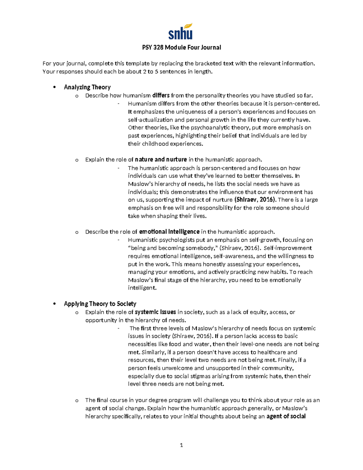 PSY 328 Module Four Journal - PSY 328 Module Four Journal For your ...