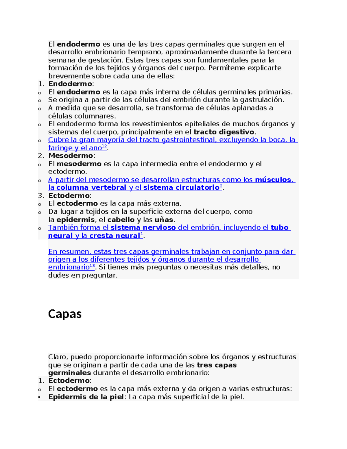 Tema 11 - ayuda - El endodermo es una de las tres capas germinales que ...