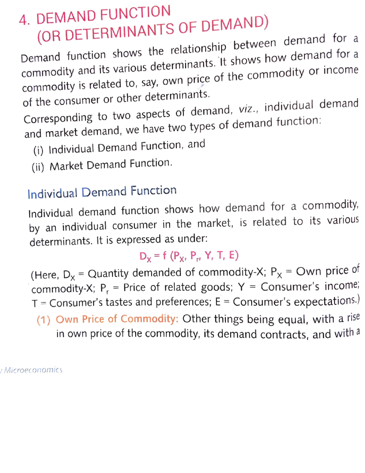 Demand function - Best notes - Bachelor of Commerce - Studocu