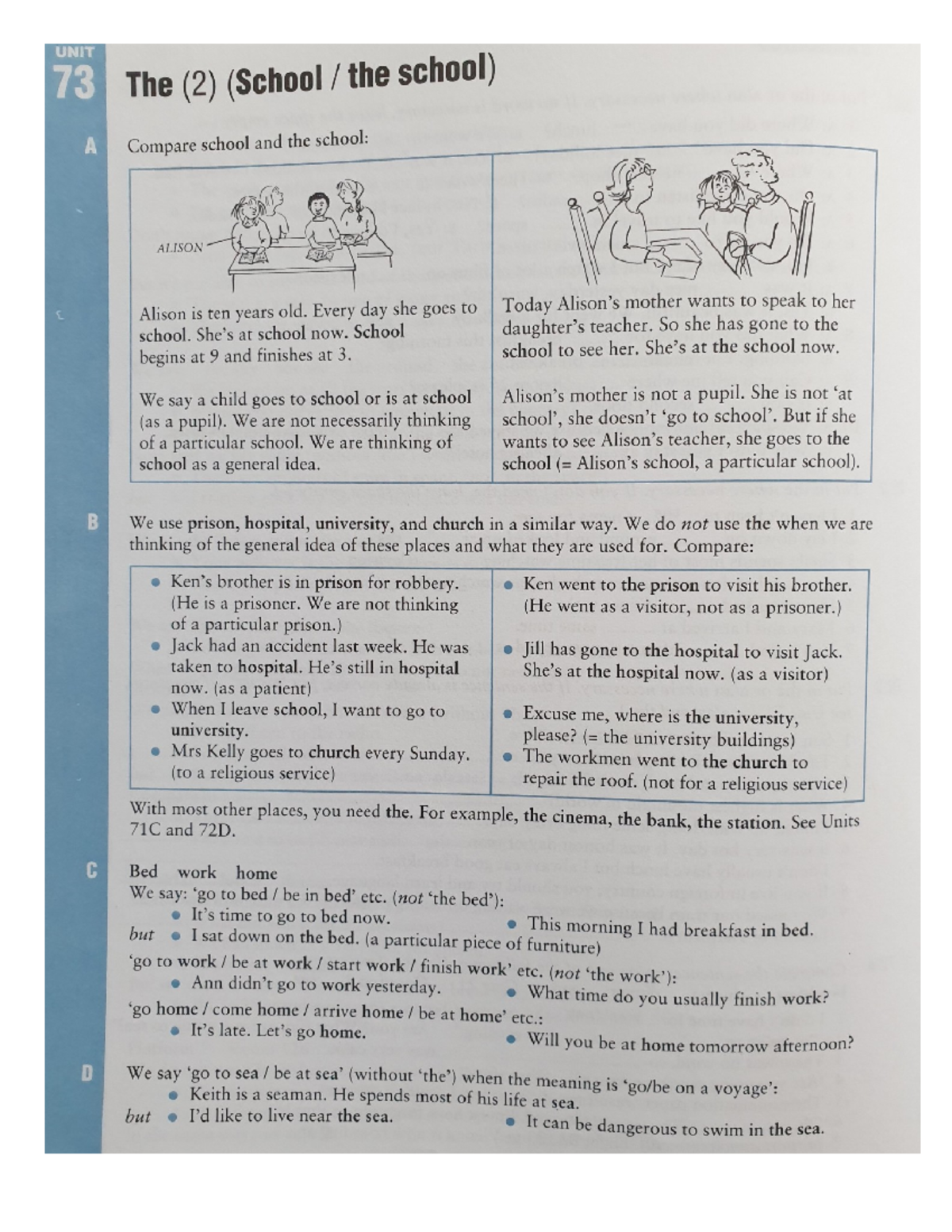 73 rule - .. - UNIT 73 The (2) (School the school) A Compare school and ...