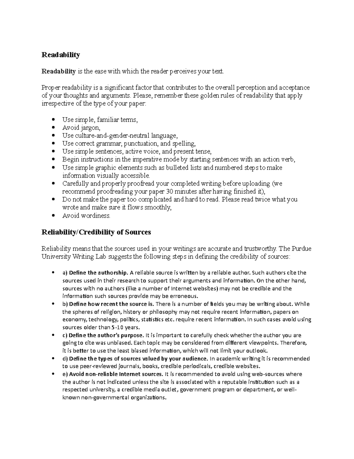 Readability - Lecture notes - Readability Readability is the ease with ...