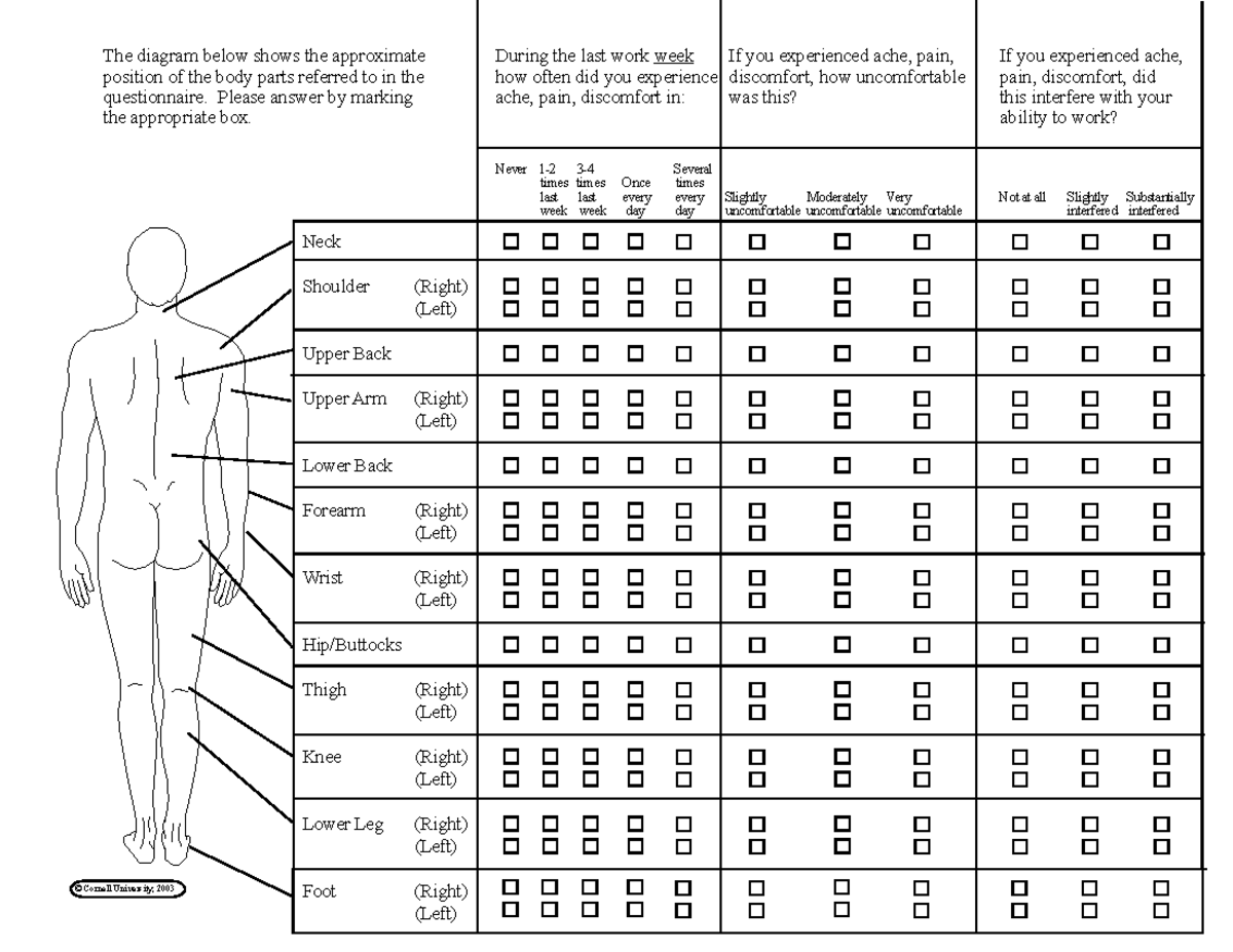 Mmsdqall - Male checklist - Neck Shoulder (Right) (Left) Upper Back ...