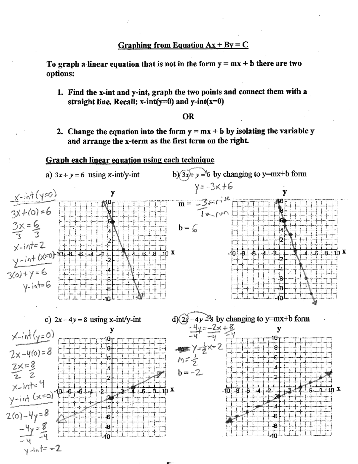Mfm2p graphingusingxyintercepts soln - Math 125.3 - Studocu