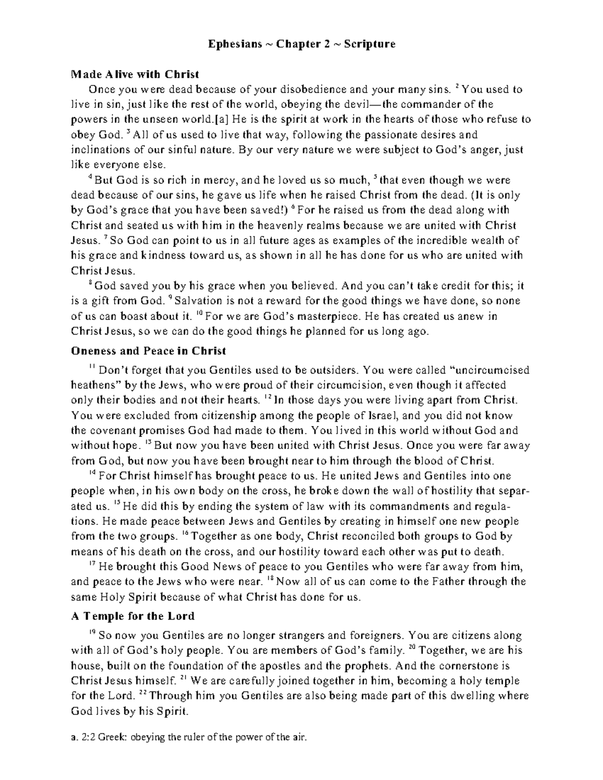 Ephesians-2 - Ephesians ~ Chapter 2 ~ Scripture Made Alive with Christ ...