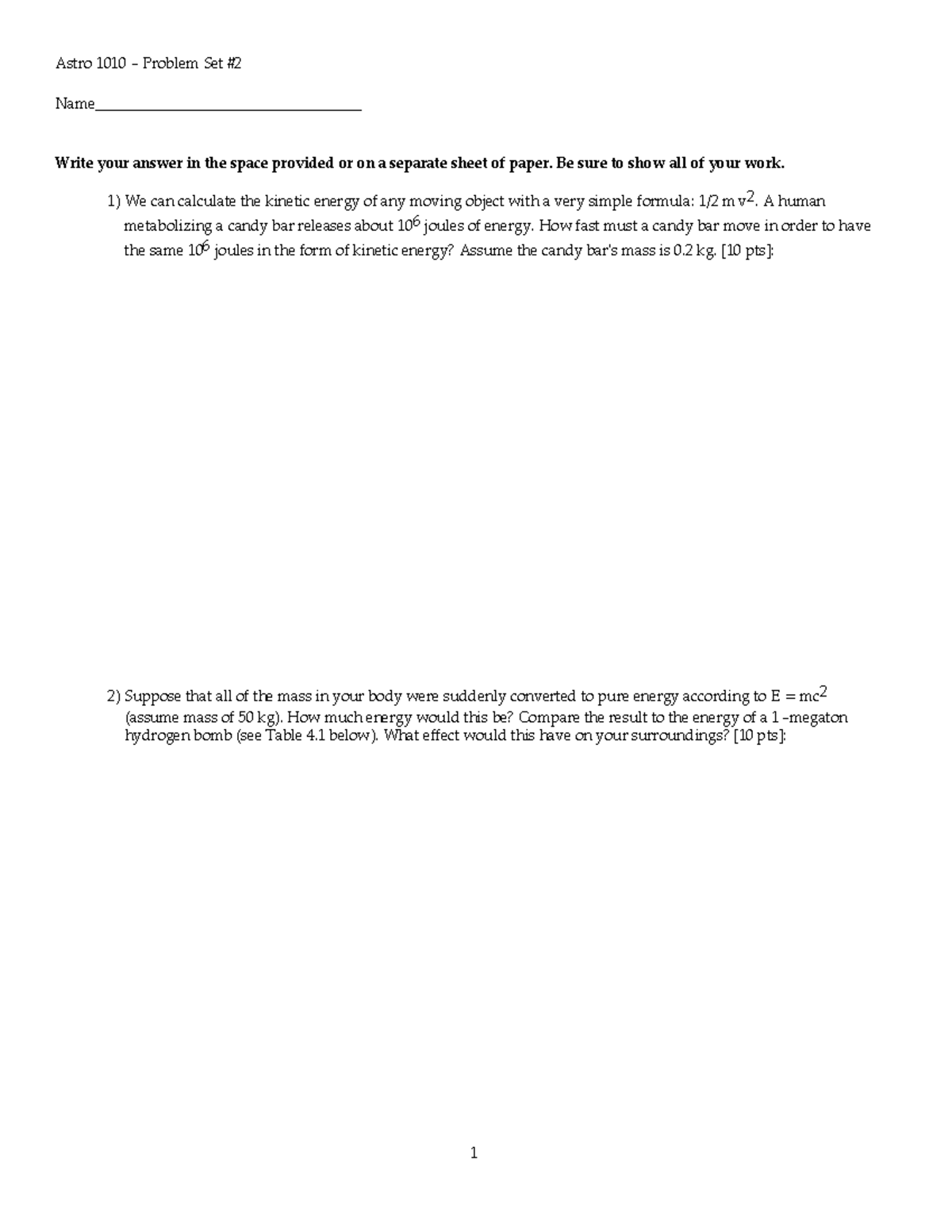 A1010 PS2 - assignment - Astro 1010 - Problem Set # Name ...