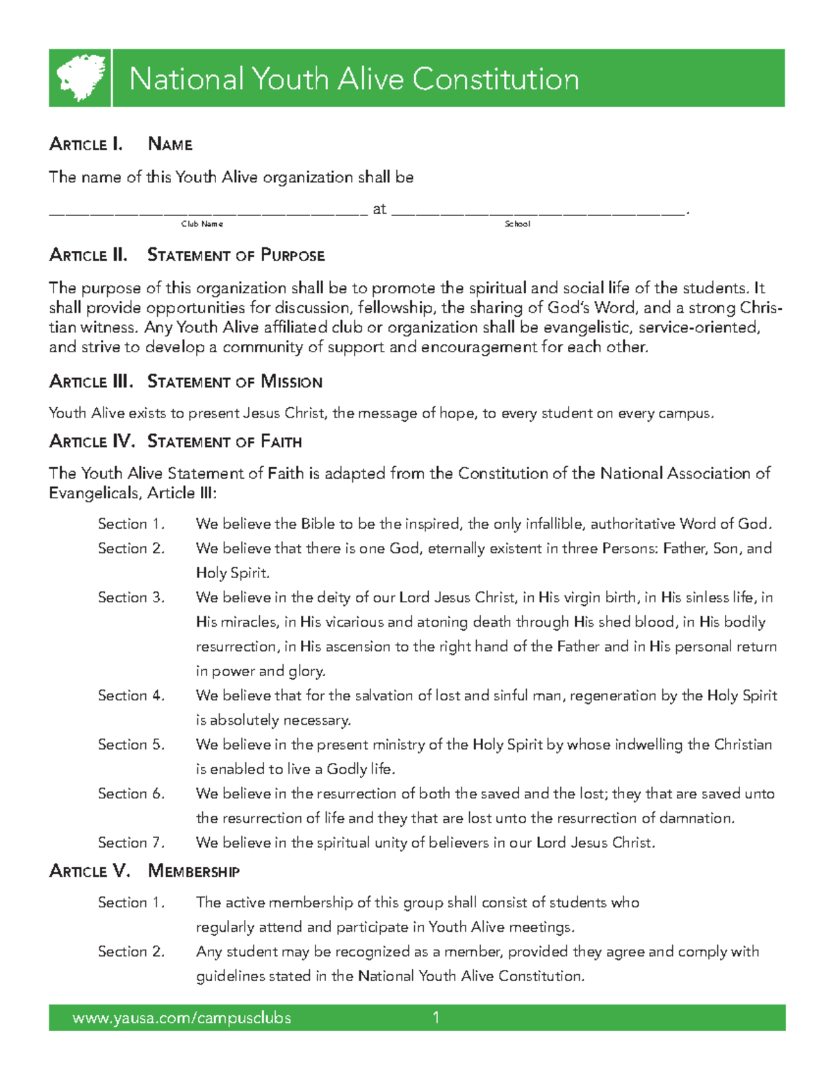 YA Constitution - ARTICLE I. NAME The name of this Youth Alive ...