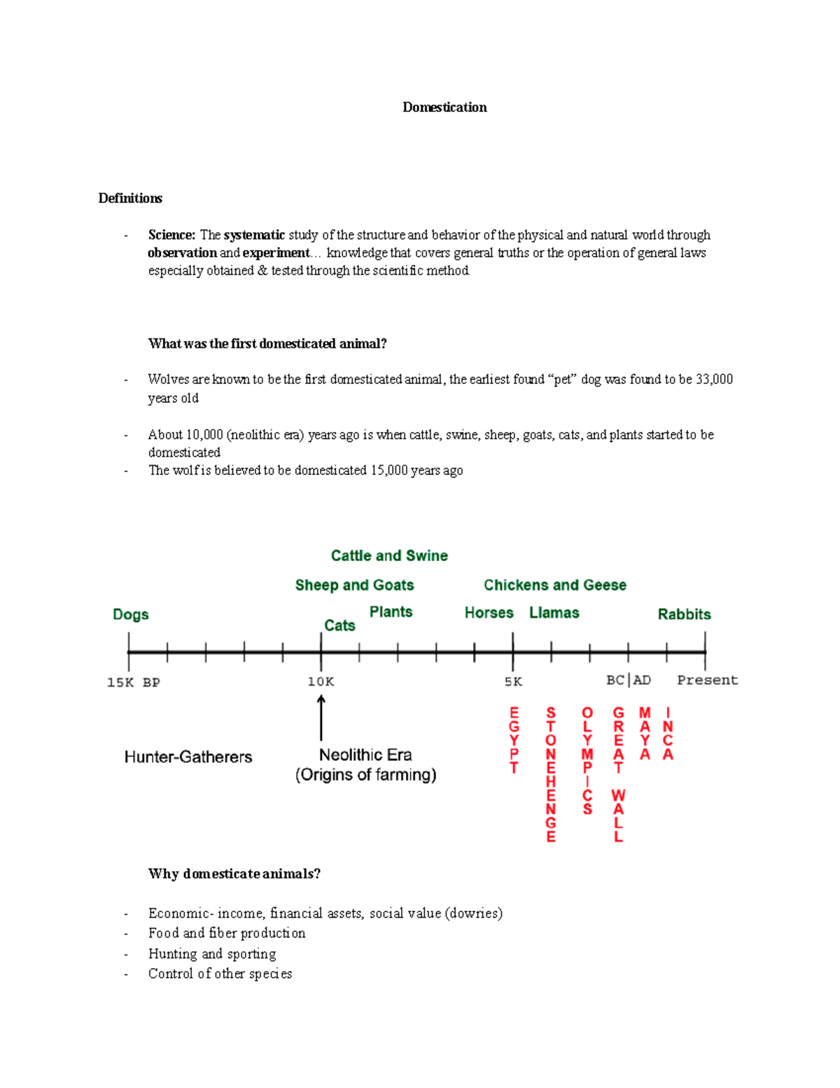 Domestication notes - Domestication Definitions Science: The systematic ...