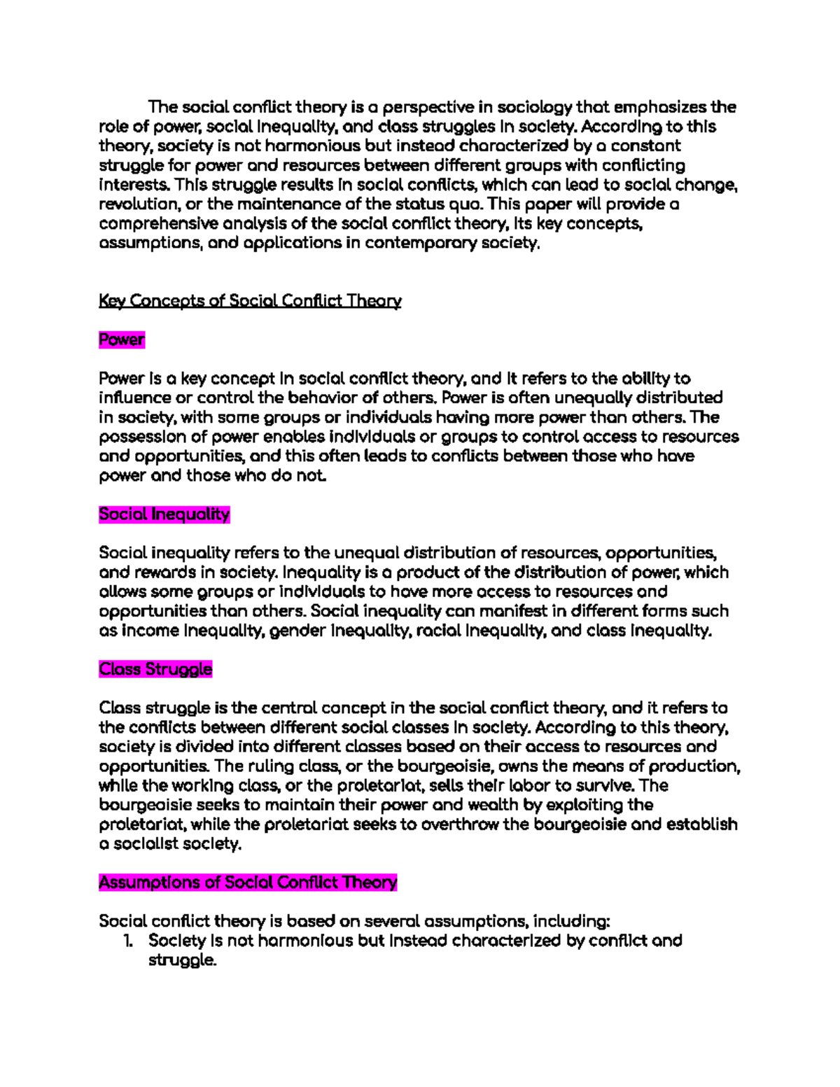 Social conflict theory - SOCS 2300 - Studocu