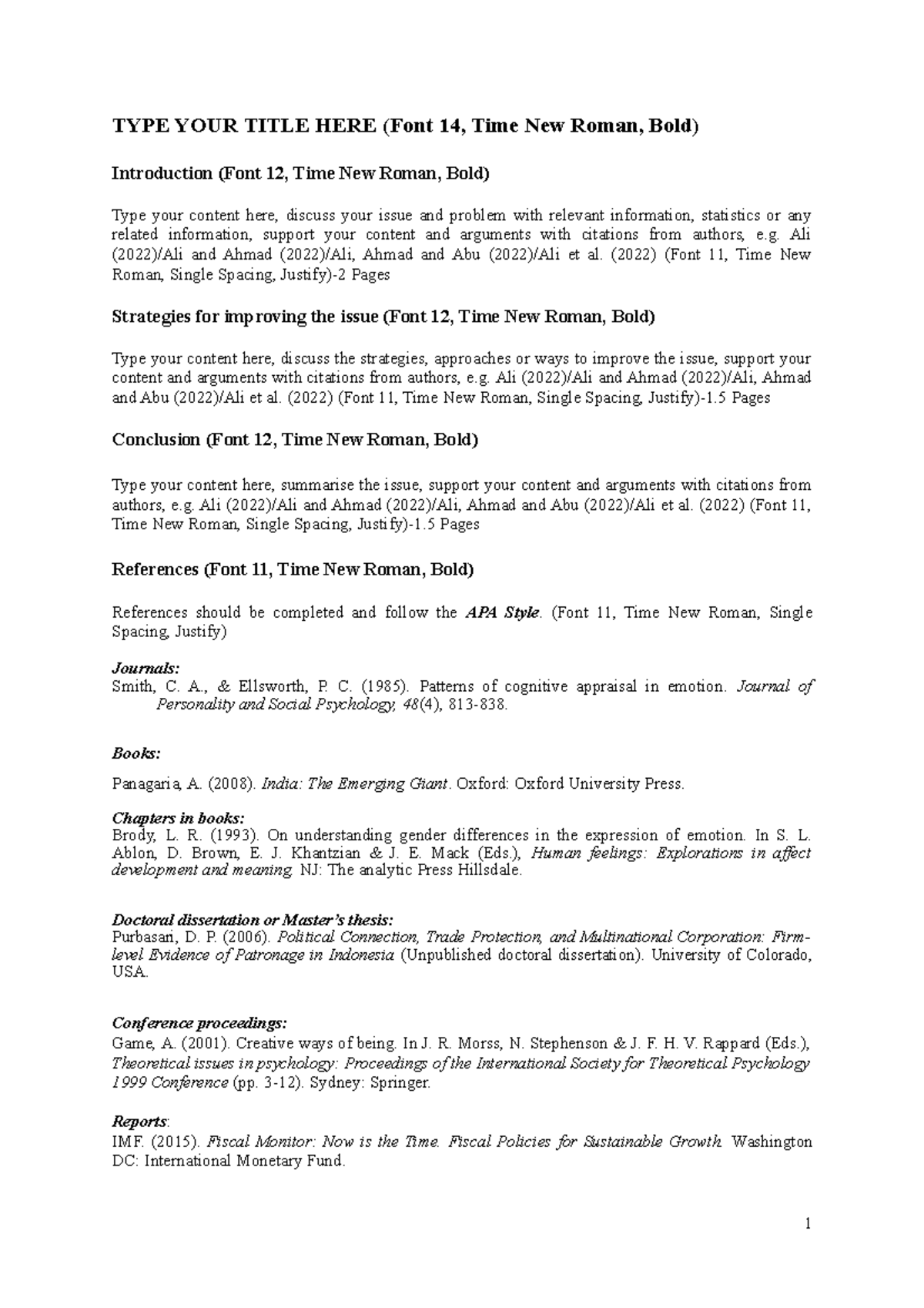 Current Issue Report Template FORUM - TYPE YOUR TITLE HERE (Font 14 ...