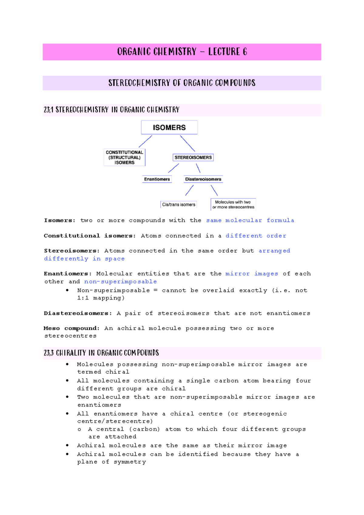 Chemistry 2 - Lecture 6 ( Stereochemistry of Organic Compounds ...