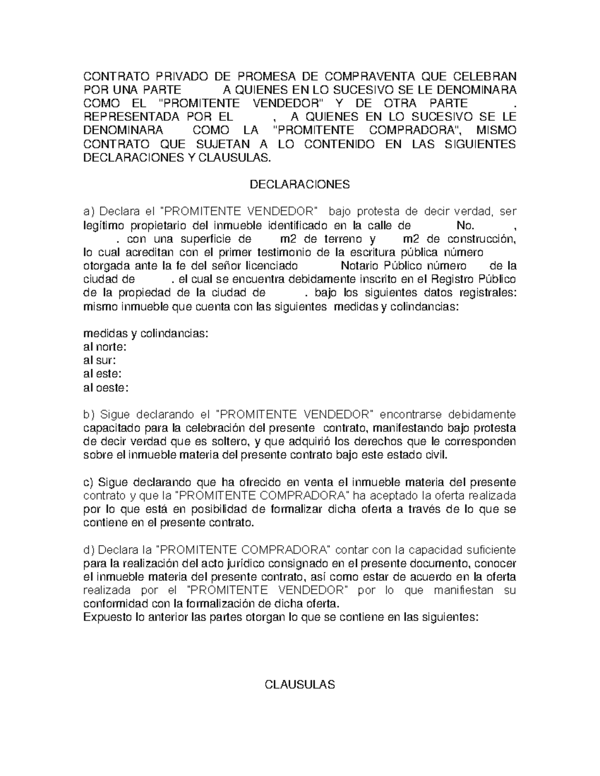 Contrato promesa de compra venta inmobiliario - CONTRATO PRIVADO DE ...
