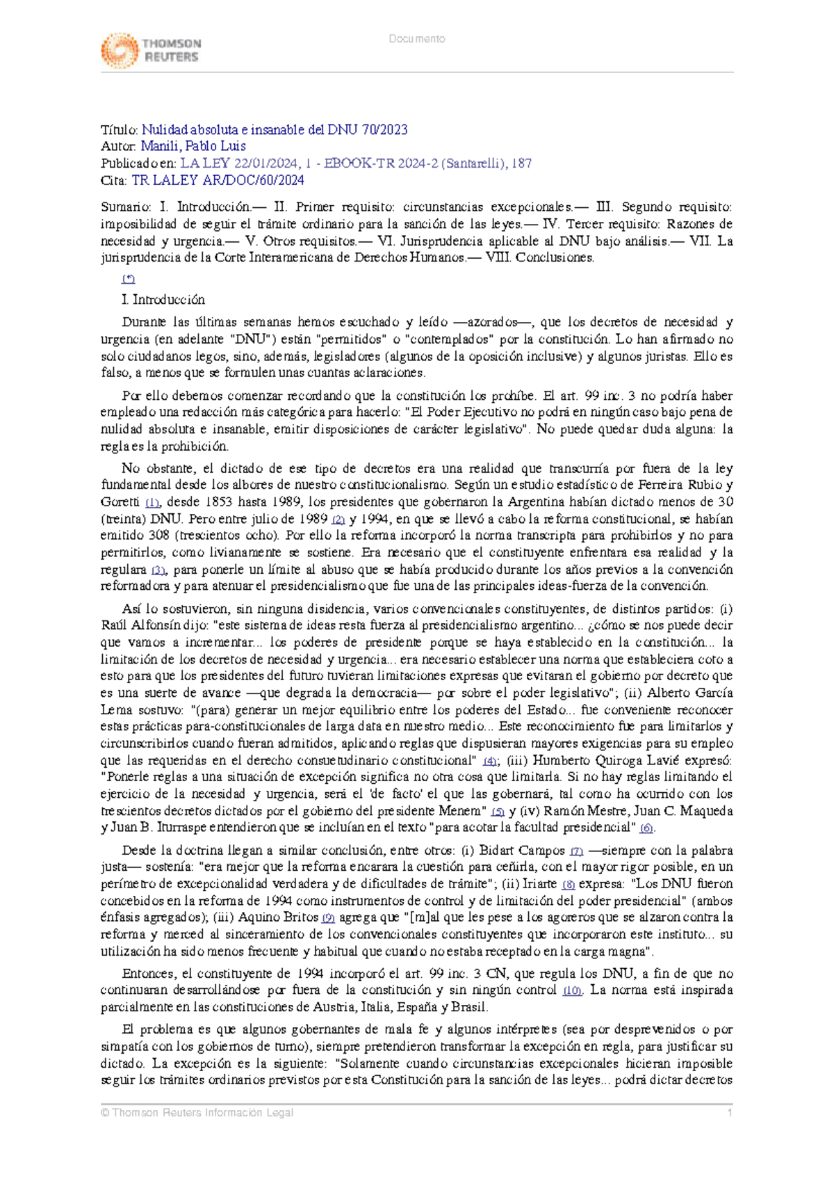 Manilli DNU 240523 081016 - Título: Nulidad absoluta e insanable del ...