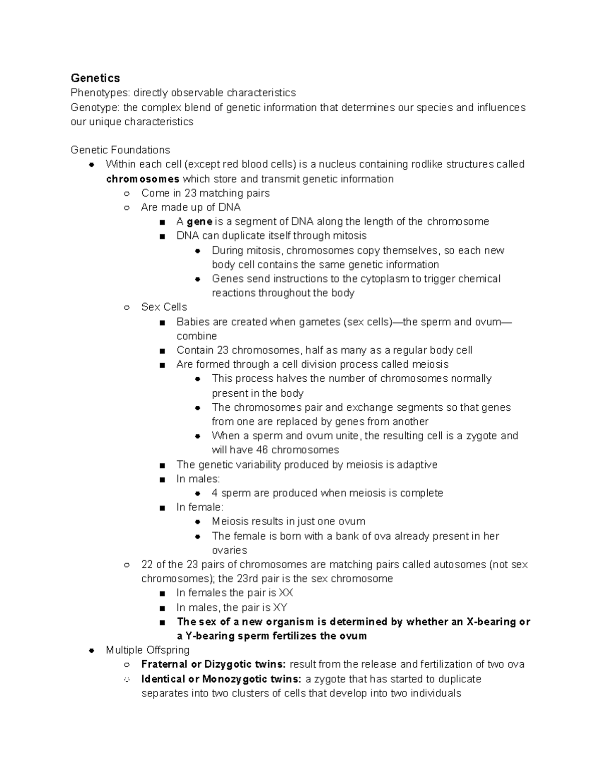 Unit 2- Genetics - Genetics Phenotypes: directly observable ...