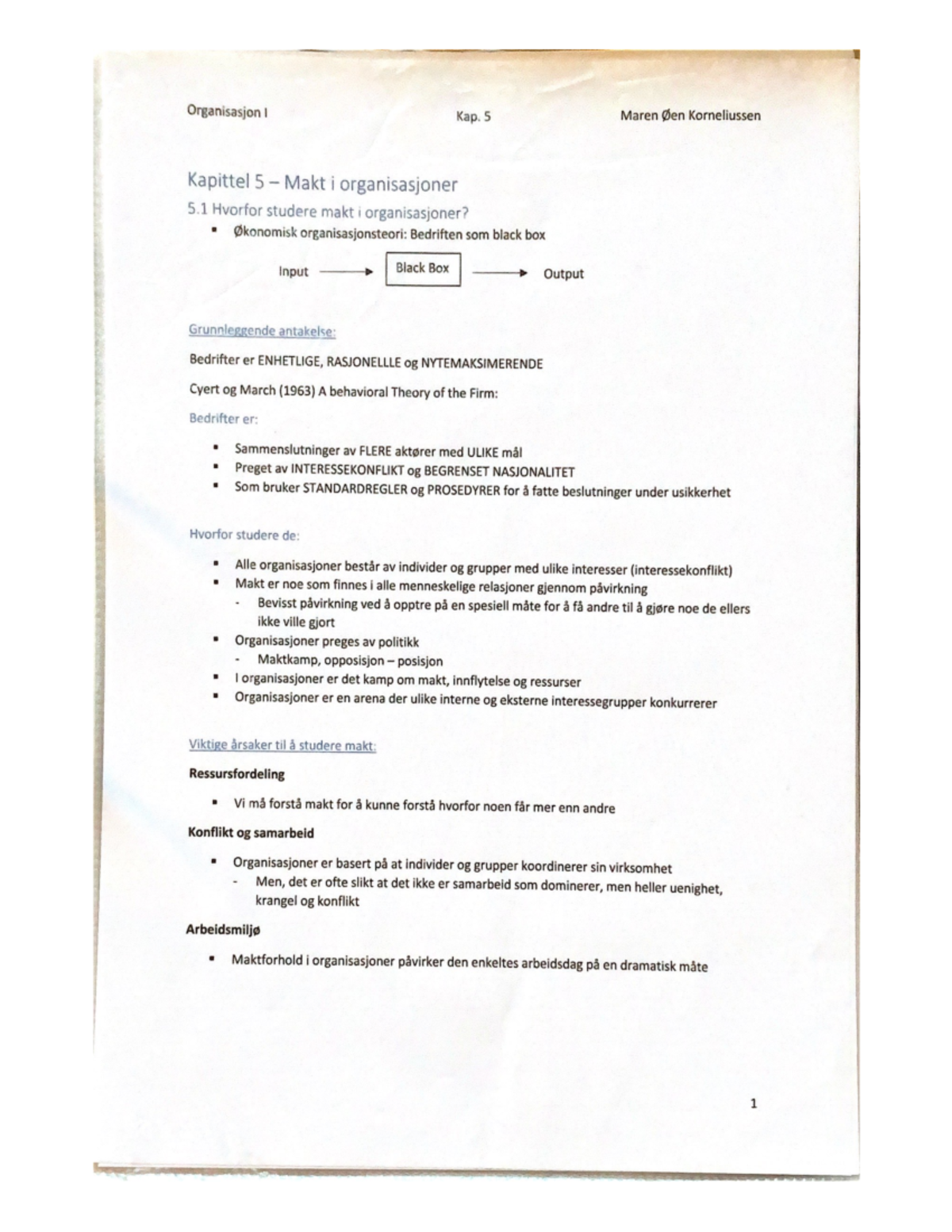 Kapittel 5 - Makt i organisasjoner - ØAO001 - Studocu