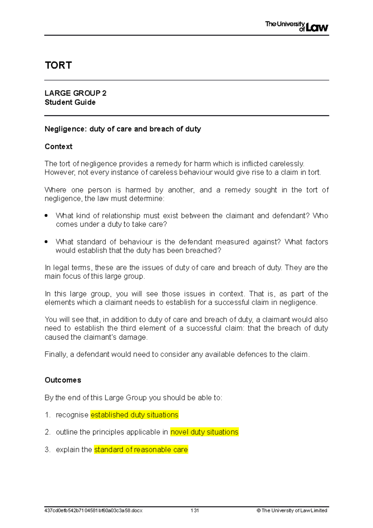 2021 tort lg02 ce01 student guide - TORT LARGE GROUP 2 Student Guide ...