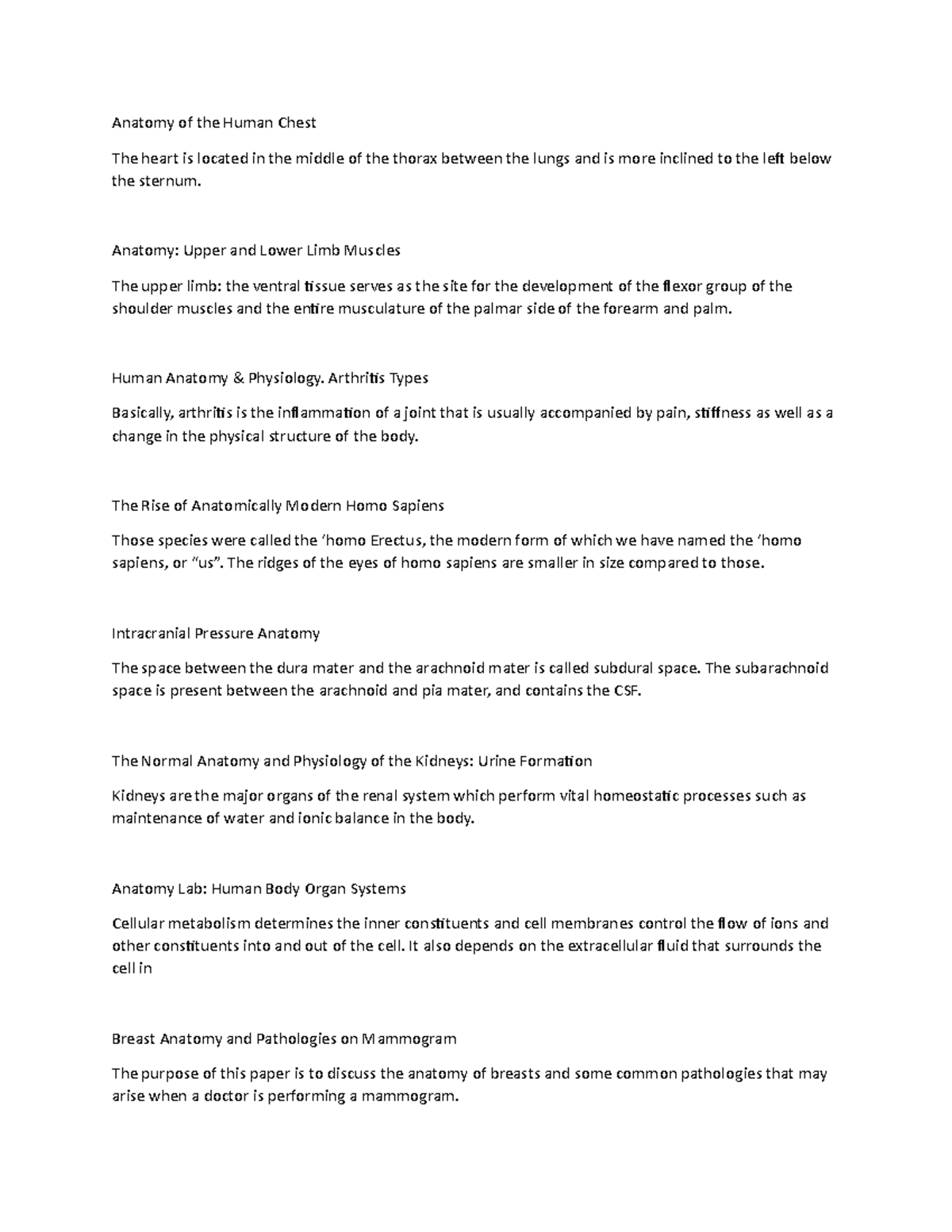 Anatomy of the Human - essay - Anatomy of the Human Chest The heart is ...