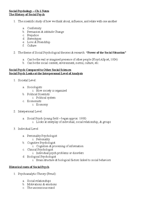 Unit 3 Lecture Notes - Social Psychology – Ch 3 Notes Conformity ...