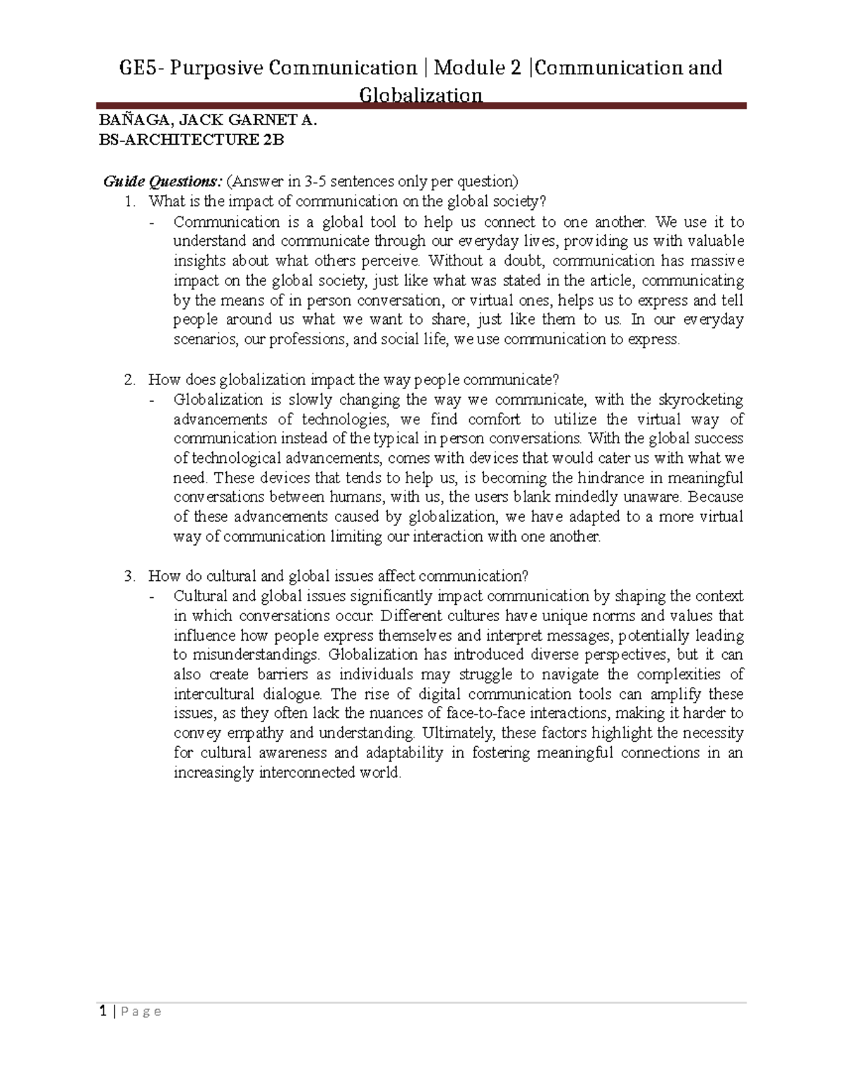 Purposive Communication TASK 2 - GE5- Purposive Communication | Module 2 |Communication and ...