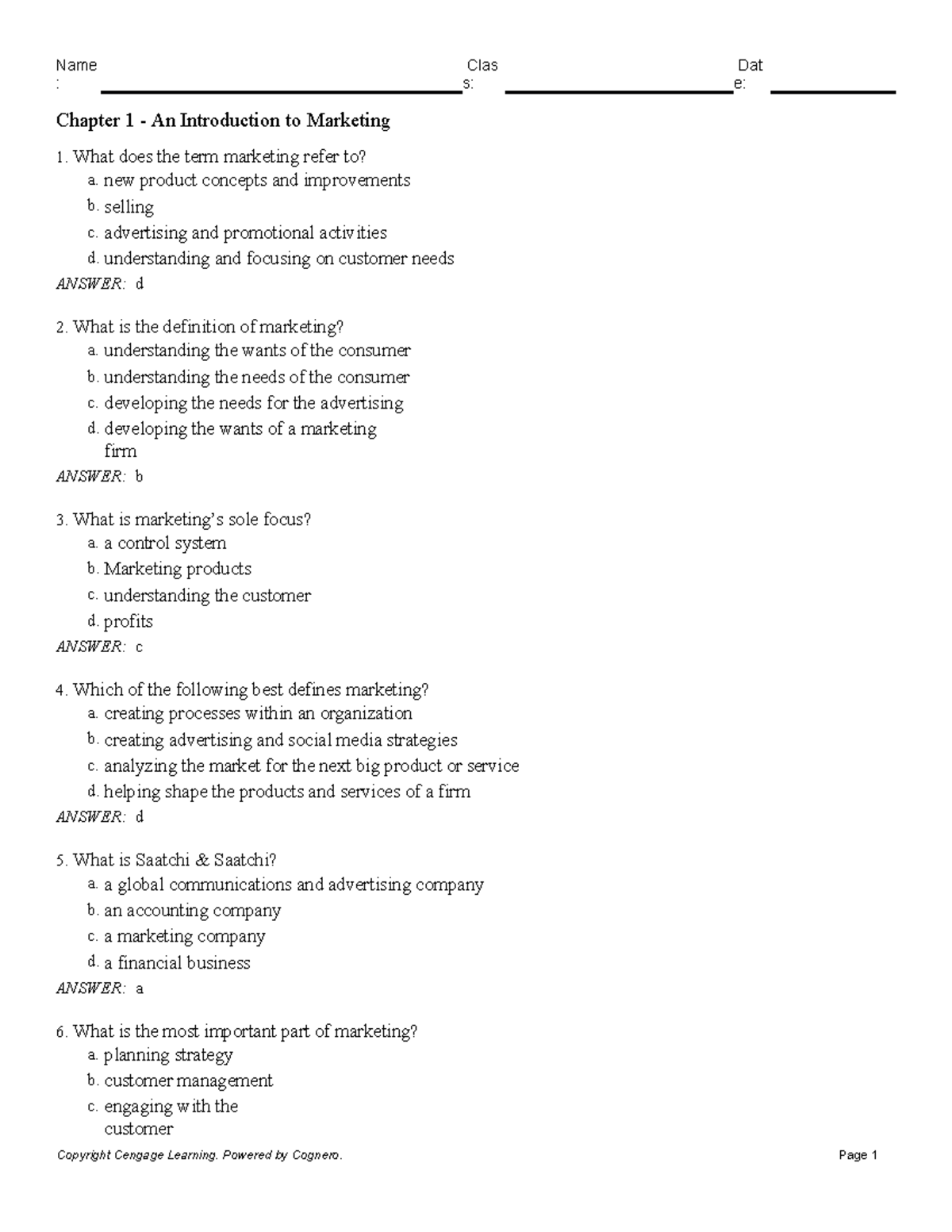 Chapter 1 An Introduction to Marketing - : s: e: Chapter 1 - An ...