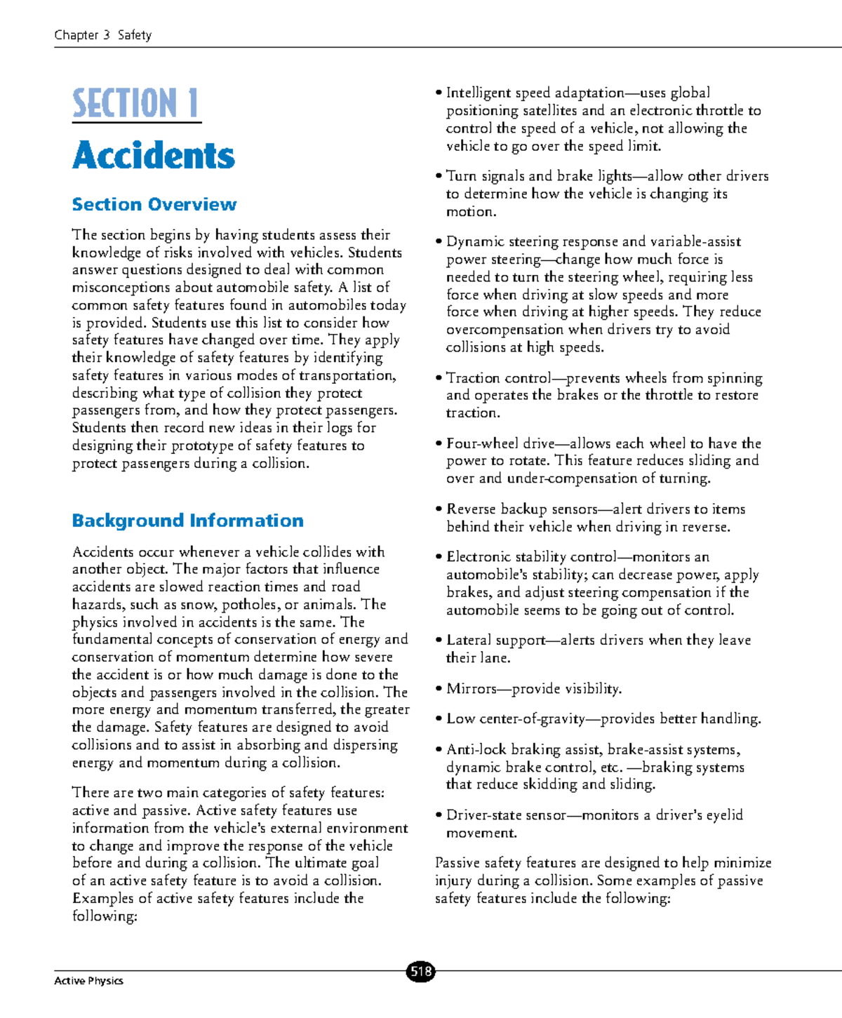 C3 s1 TE - Ch 3 sec 1 - Chapter 3 Safety SECTION 1 Accidents Section ...