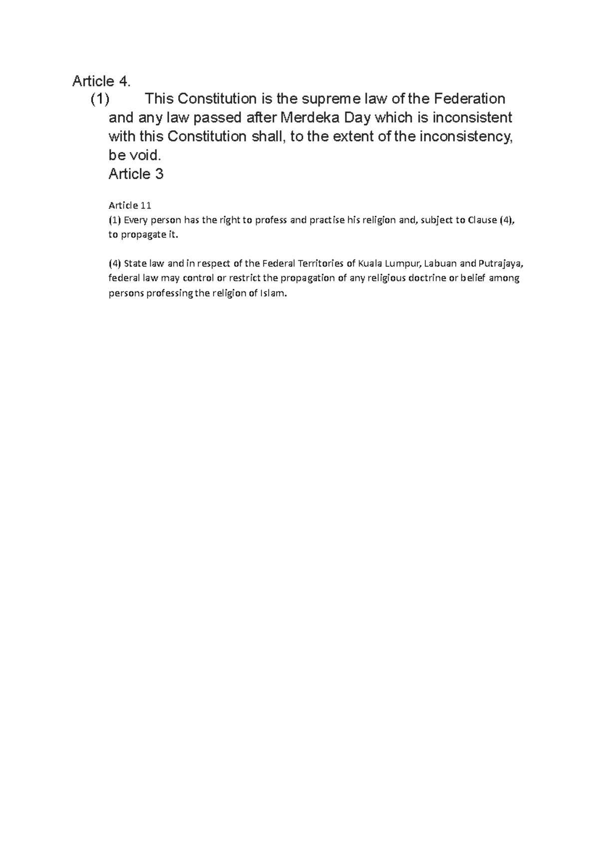 Ffederal consitutionn cases - Article 4. (1) This Constitution is the ...