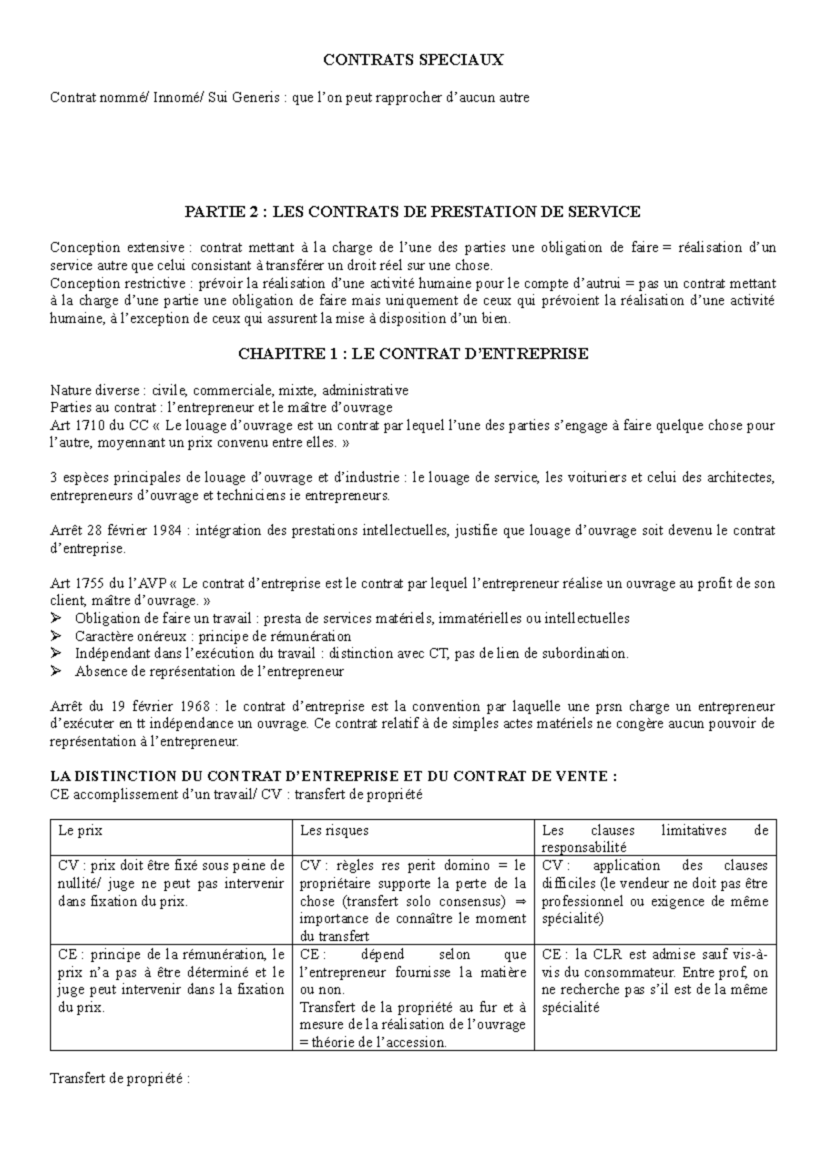 Contrats Speciaux - Contrat spe - CONTRATS SPECIAUX Contrat nommé ...