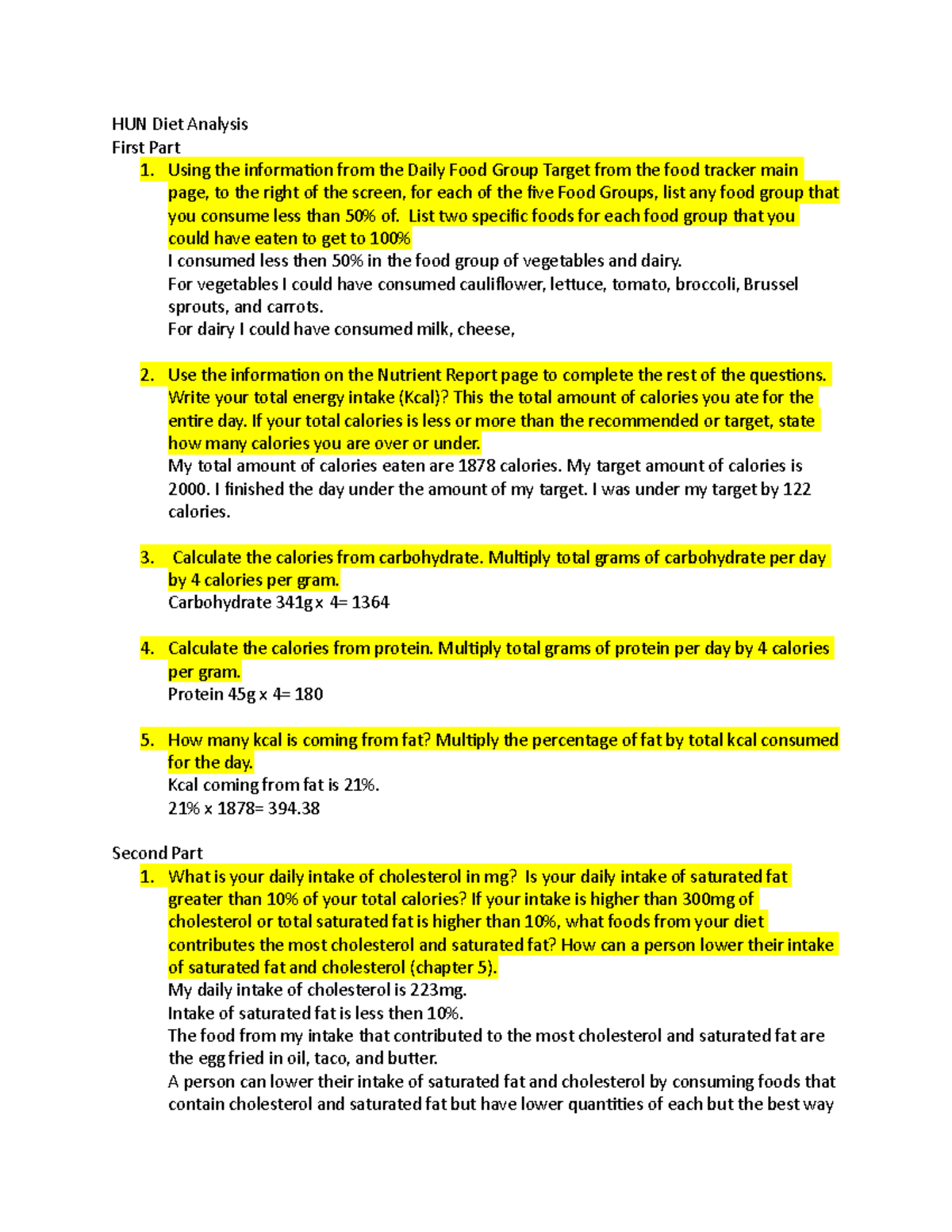 HUN Diet Analysis - HUN Diet Analysis First Part 1. Using the ...