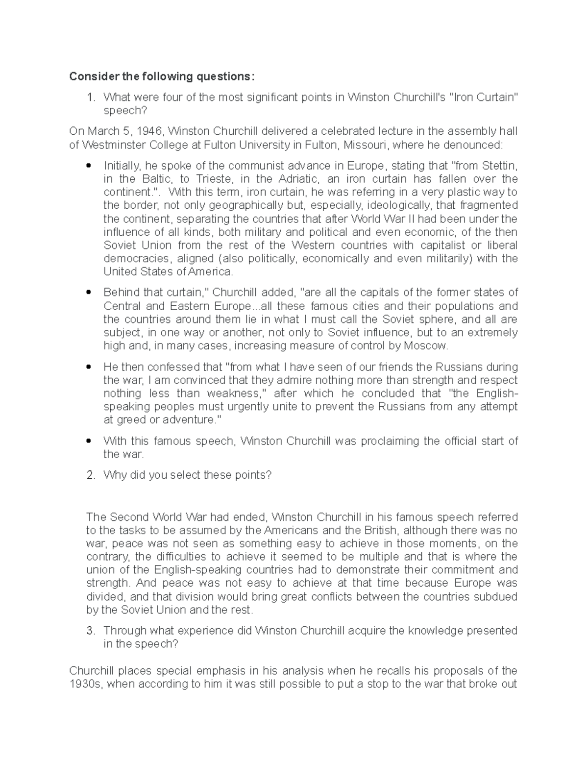 The Iron Curtain - Review - Consider the following questions: What were ...