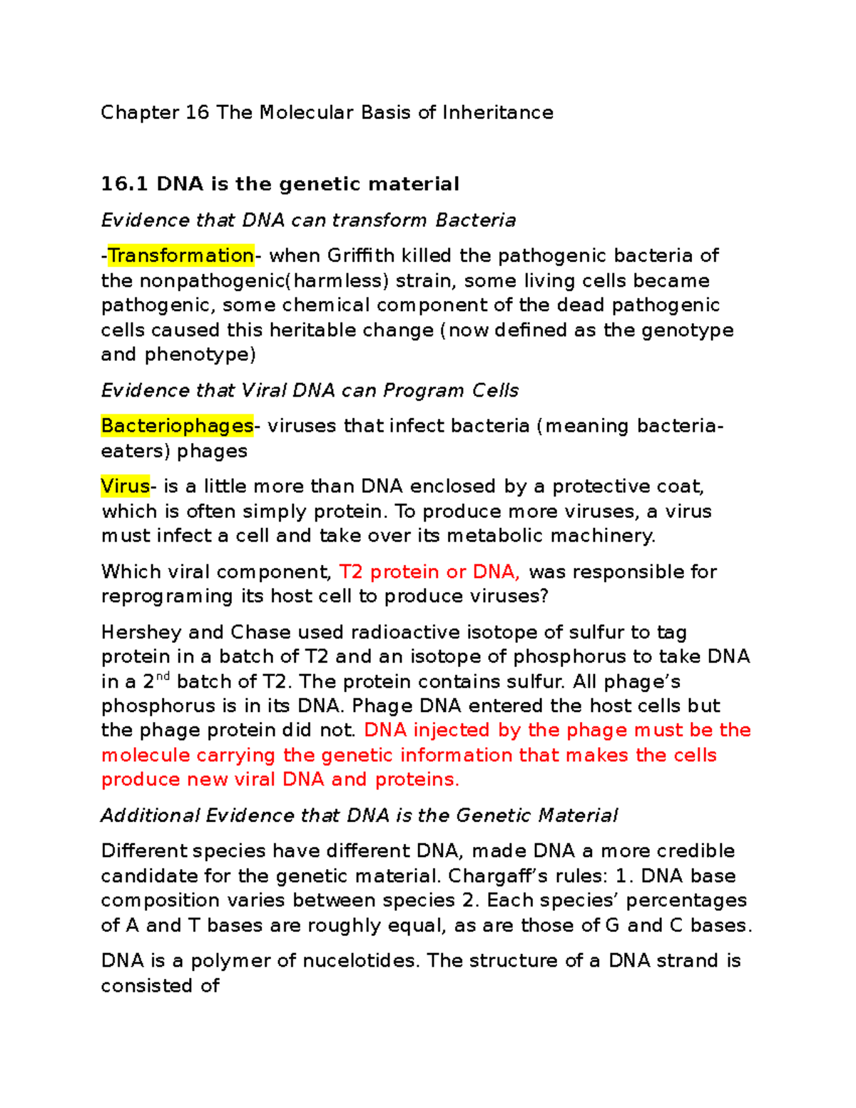 Chapter 16 - Professor Stephanie Abboud - Chapter 16 The Molecular ...