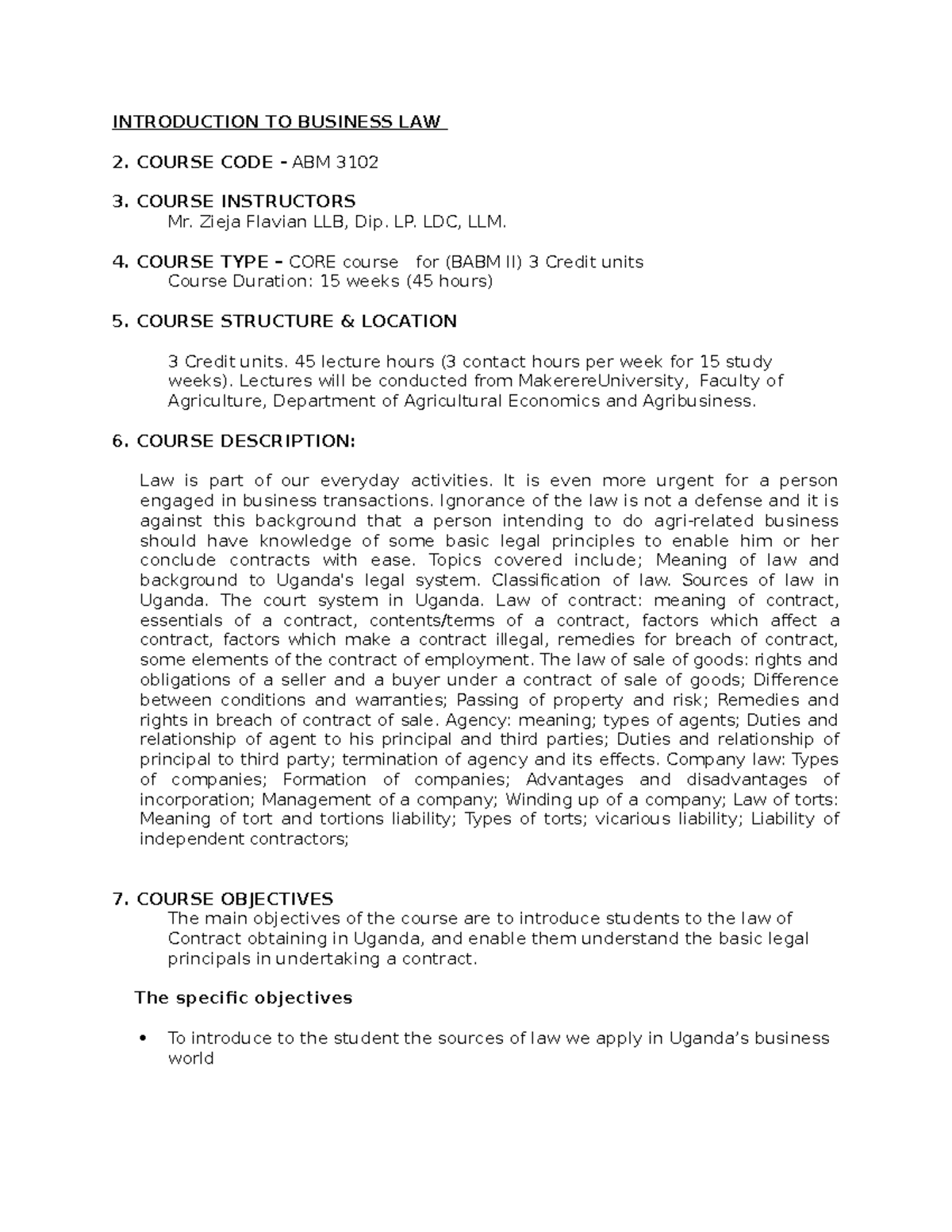 ABM 3102 Introduction TO Business LAW - INTRODUCTION TO BUSINESS LAW 2 ...