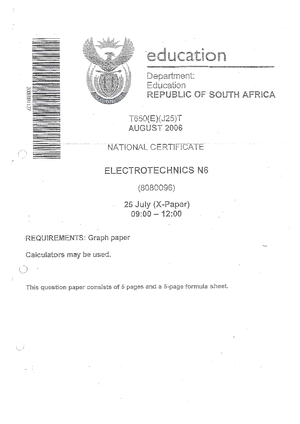 Electrotechnology N3 QP AUG 2019 - T560 (E) (A12)T NATIONAL CERTIFICATE ...