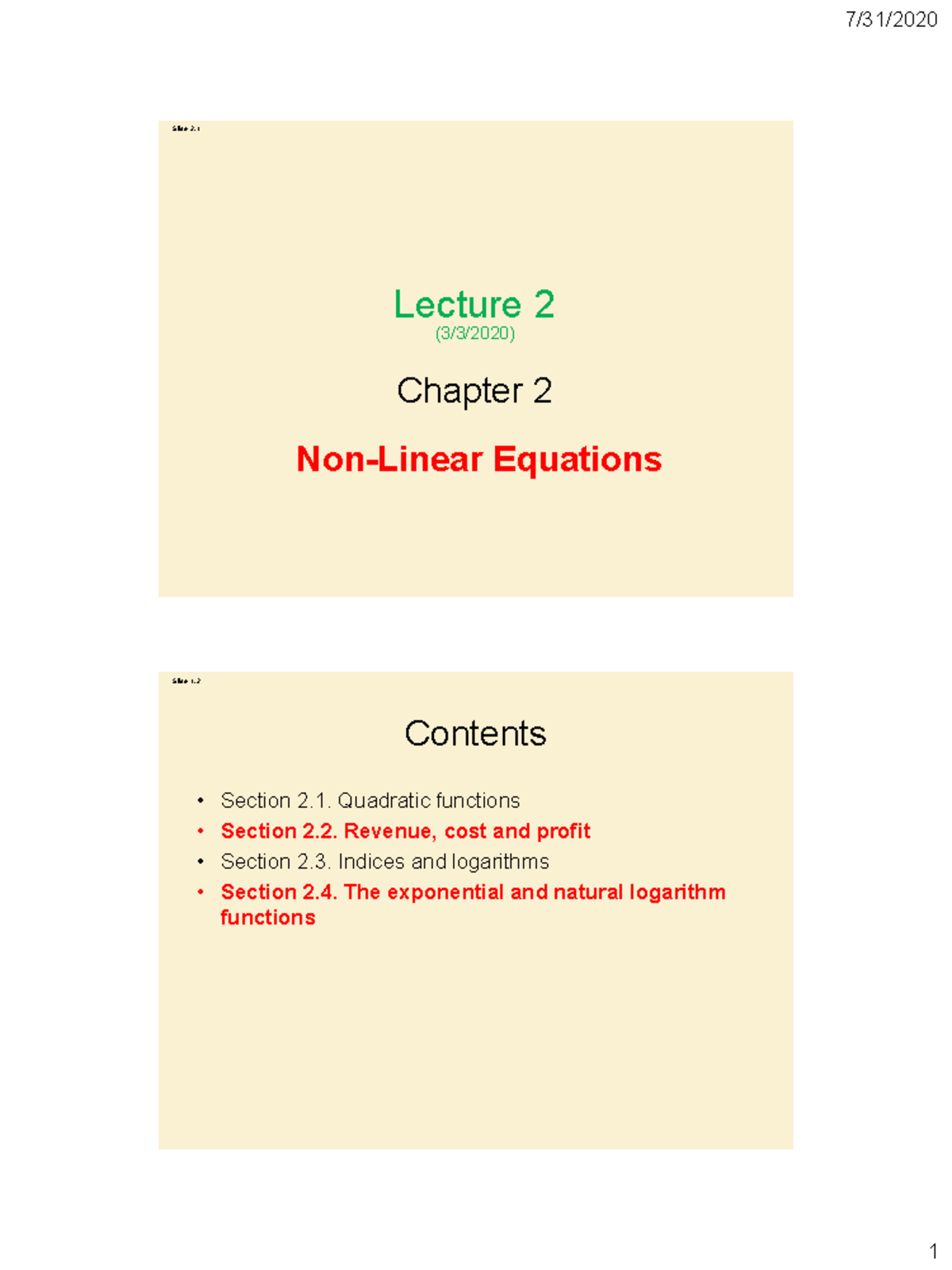 Lecture 2- International School of Advanced mathematics - Jacques ...