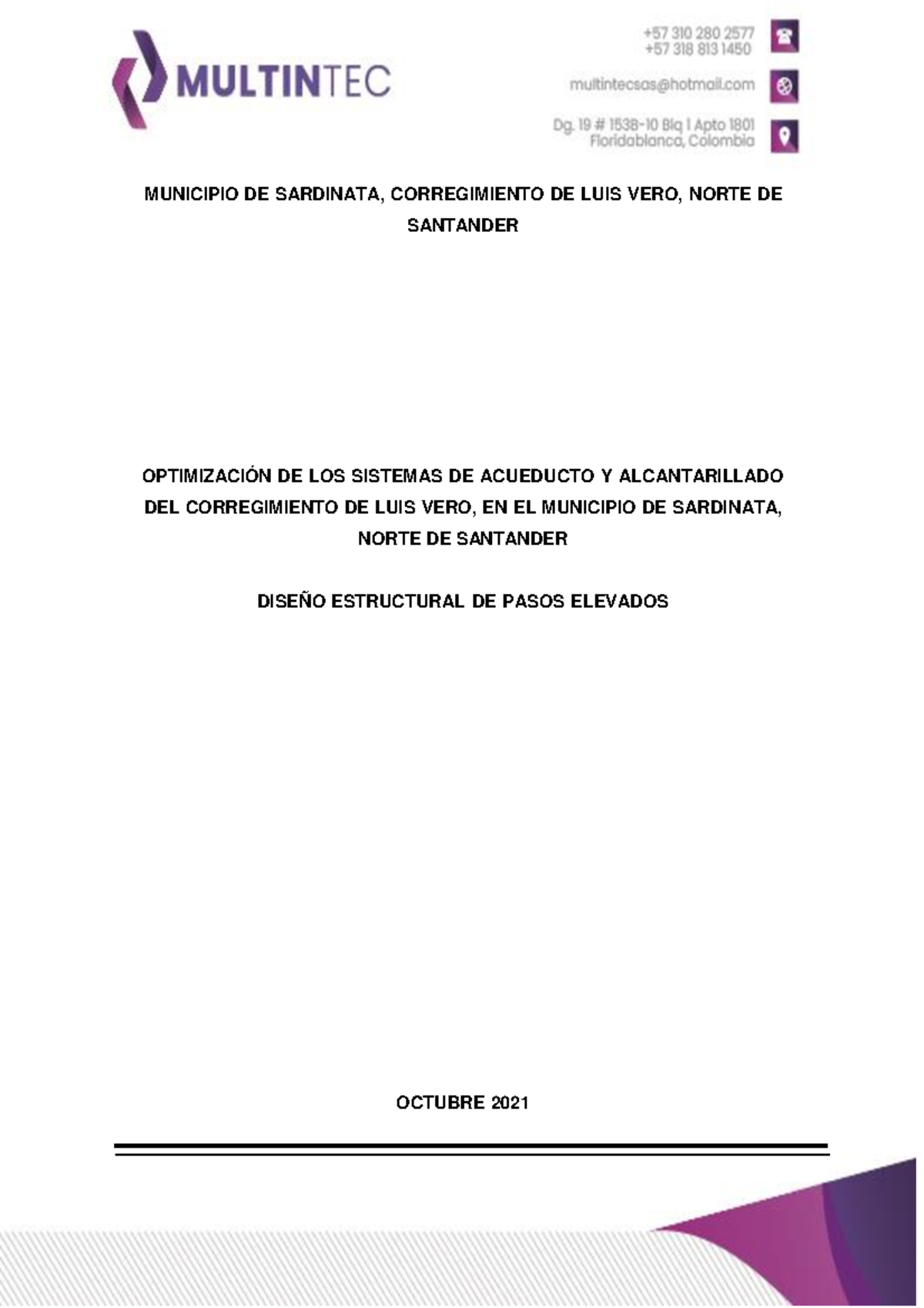 Informe Estructural Pasos Elevados - MUNICIPIO DE SARDINATA ...