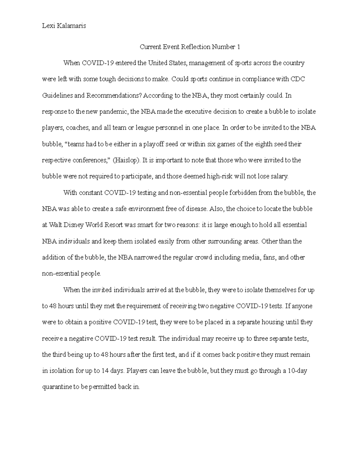 Current Event Reflection Number 1 - Lexi Kalamaris Current Event ...