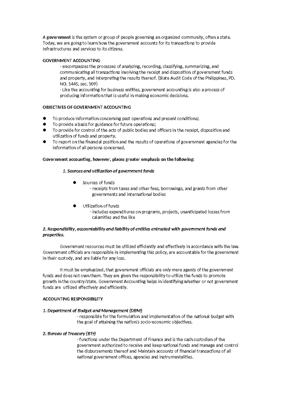 Government Outline - Goverment - A government is the system or group of ...