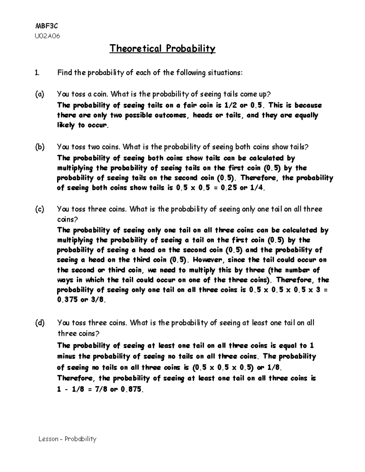 Copy of MBF3C- U2A06-Theoretical Probability.docx (1) - MBF3C U02A Theoretical Probability 1 ...