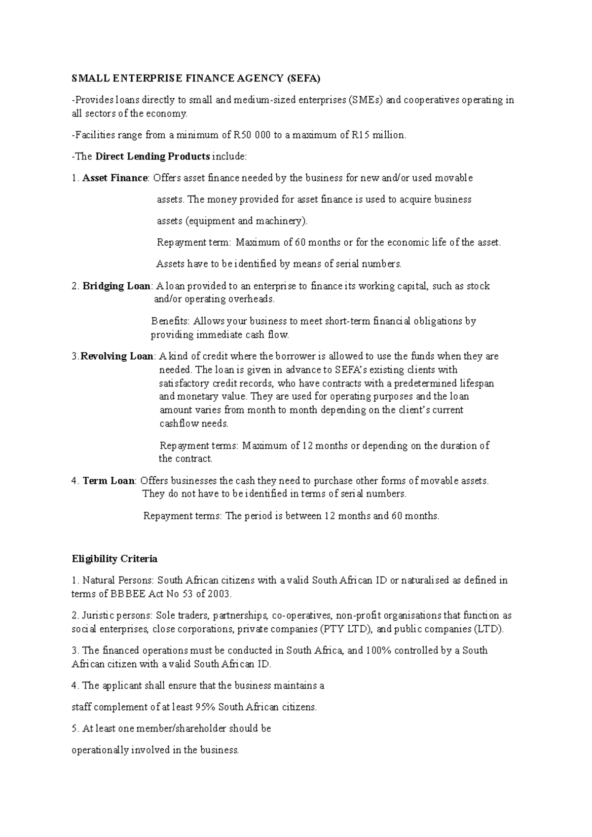 SEFA - Numeracy Skills - SMALL ENTERPRISE FINANCE AGENCY (SEFA ...