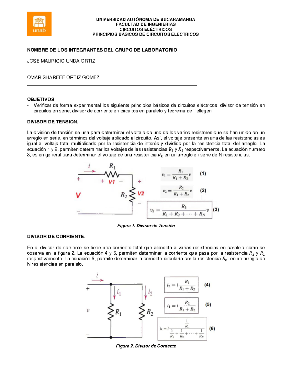 LAB3 - Mauricio UNDA - OMAR Ortiz - FACULTAD DE INGENIERÍAS CIRCUITOS ...
