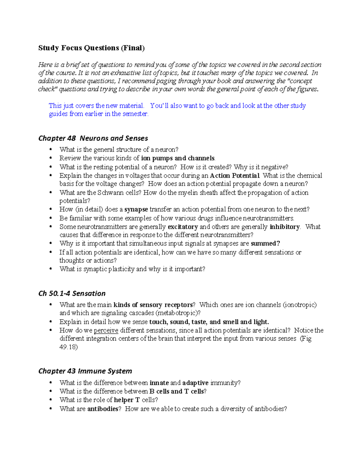 BCOR021 Exam Final Study Focus Questions - Study Focus Questions (Final ...