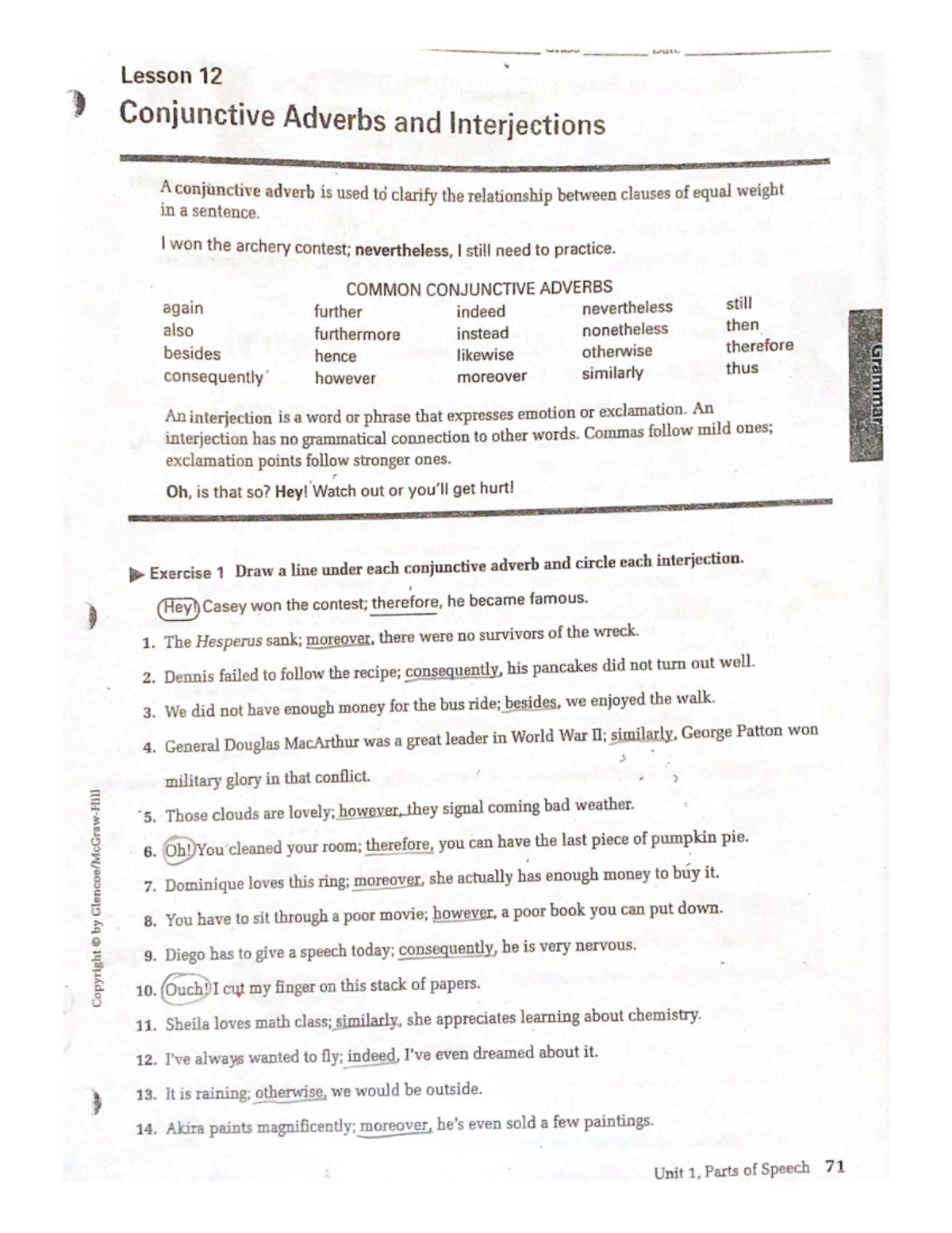 Lesson 12 - Conjunctive Adverbs and Interjections - ENG112 - Studocu
